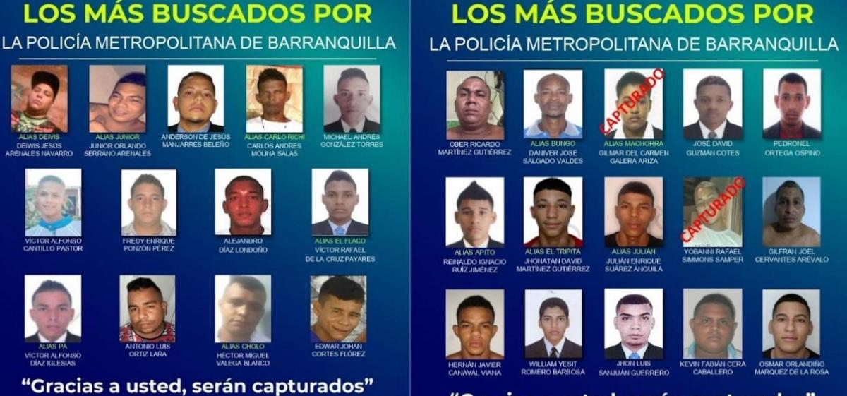 Policía revela el cartel de los más buscados en Barranquilla y su área ...